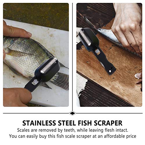 Cabilock Tile Tools 3pcs Fish Scaler Sawtooth Scarper Stainless Steel Fish Scales Cleaning Brush Fish Scales Skin Removing Peeling Gadget Seafood Processing Kitchen Tool (Random Color)