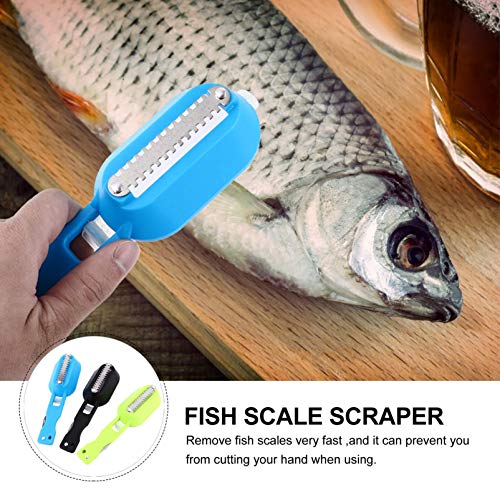 Cabilock Tile Tools 3pcs Fish Scaler Sawtooth Scarper Stainless Steel Fish Scales Cleaning Brush Fish Scales Skin Removing Peeling Gadget Seafood Processing Kitchen Tool (Random Color)