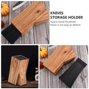 DOITOOL 1pc wooden holder kitchen holder slot holder holder rack Block rack Small Block storage rack Wooden Stand Divide the universal