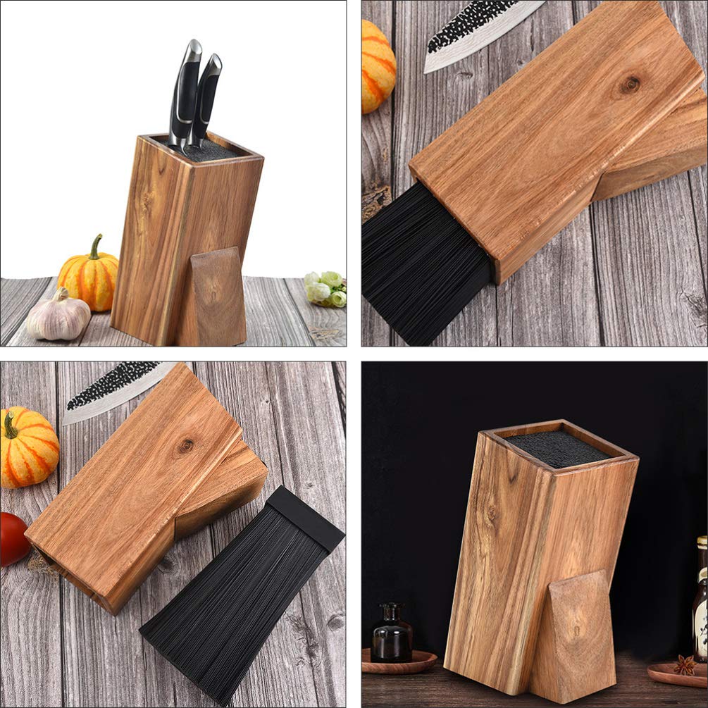 DOITOOL 1pc wooden holder kitchen holder slot holder holder rack Block rack Small Block storage rack Wooden Stand Divide the universal