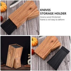 DOITOOL 1pc wooden holder kitchen holder slot holder holder rack Block rack Small Block storage rack Wooden Stand Divide the universal