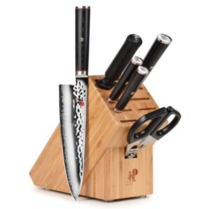 miyabi mizu sg2 knife set, 7 piece with bamboo block