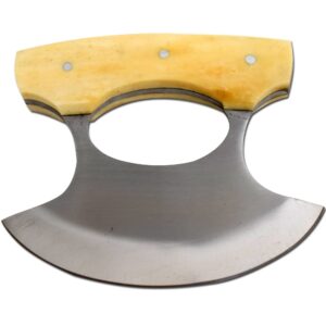 Wild Turkey Handmade Chef Kitchen Alaskan Ulu knife Crescent Blade Bone Handle (WT)