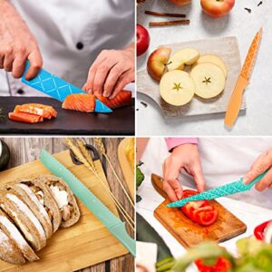 Knife Set, Kitchen Knife Set with Blade Guards, 5 Piece Colorful Knife Set, Stainless Steel Knives Set for Kitchen with Chef Knife, Santoku Knife, Slice Knife, Utility Knife, ​Paring Knife