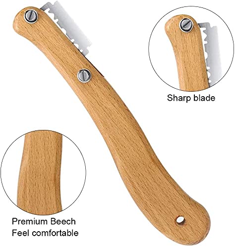 ETSAMOR Bread Bakers Lame Hand Crafted Wooden Handle Bread Slashing Tool for Bread Slicer Cake Cutter with Plastic Protective Cover 5 Sharp Blades