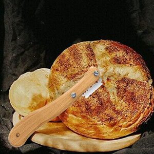 ETSAMOR Bread Bakers Lame Hand Crafted Wooden Handle Bread Slashing Tool for Bread Slicer Cake Cutter with Plastic Protective Cover 5 Sharp Blades