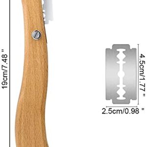 ETSAMOR Bread Bakers Lame Hand Crafted Wooden Handle Bread Slashing Tool for Bread Slicer Cake Cutter with Plastic Protective Cover 5 Sharp Blades