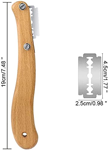 ETSAMOR Bread Bakers Lame Hand Crafted Wooden Handle Bread Slashing Tool for Bread Slicer Cake Cutter with Plastic Protective Cover 5 Sharp Blades