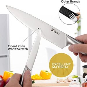 Fashionwu 5pcs Kitchen Knife Set, Stainless Steel Chef Knife Set, Kitchen Knives Set with Transparent Cover, Non-Slip Handle, Santoku Knife, Serrated Bread Knife, Kitchen Cooking Set with Gift Box