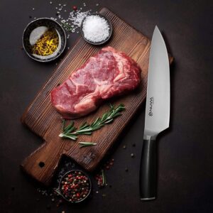 GEAR DISTRICT 8" Professional Chef Knife - High Carbon German Steel, Razor-Sharp Blade, Ergonomic Handle, Full Tang Design, Includes Hand Deodorizer