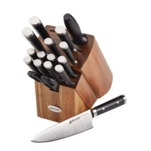 Anolon 17 Piece Knife Block Set, Black