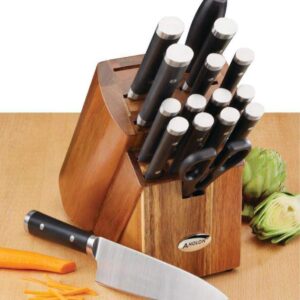 Anolon 17 Piece Knife Block Set, Black