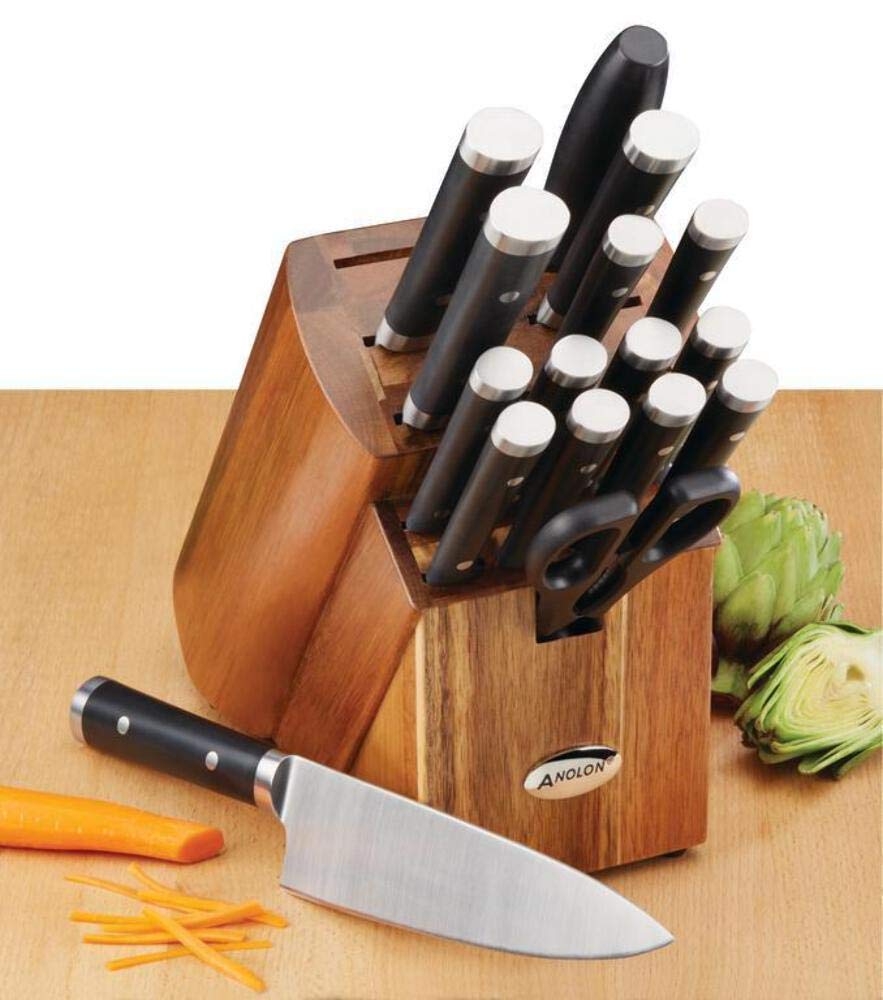 Anolon 17 Piece Knife Block Set, Black