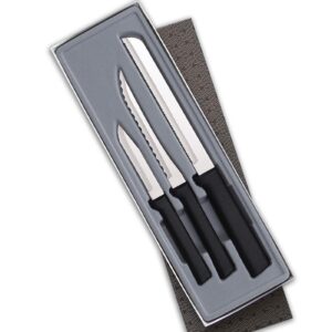 rada cutlery sensational serrations 3-piece kitchen knife set blades steel resin, black handle