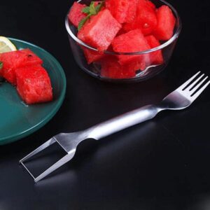 2-in-1 Watermelon Fork Slicer 3PCS,Watermelon Cutter, Watermelon Slicer Cutter,Watermelon Fork Slicer Cutter Dual Head Stainless Steel Fruit Fork Slicer Knife for Summer Party,Beach