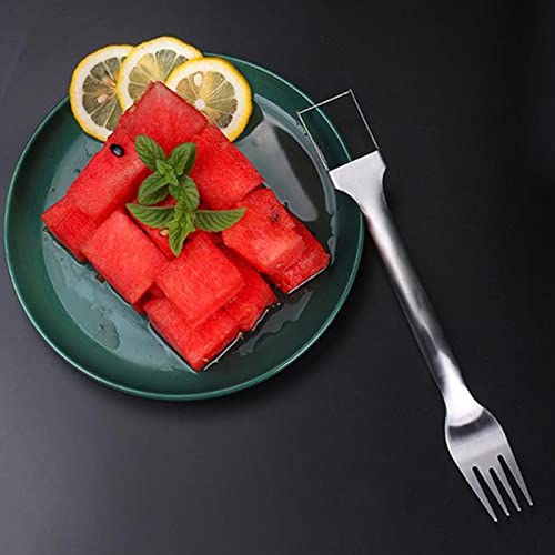 2-in-1 Watermelon Fork Slicer 3PCS,Watermelon Cutter, Watermelon Slicer Cutter,Watermelon Fork Slicer Cutter Dual Head Stainless Steel Fruit Fork Slicer Knife for Summer Party,Beach