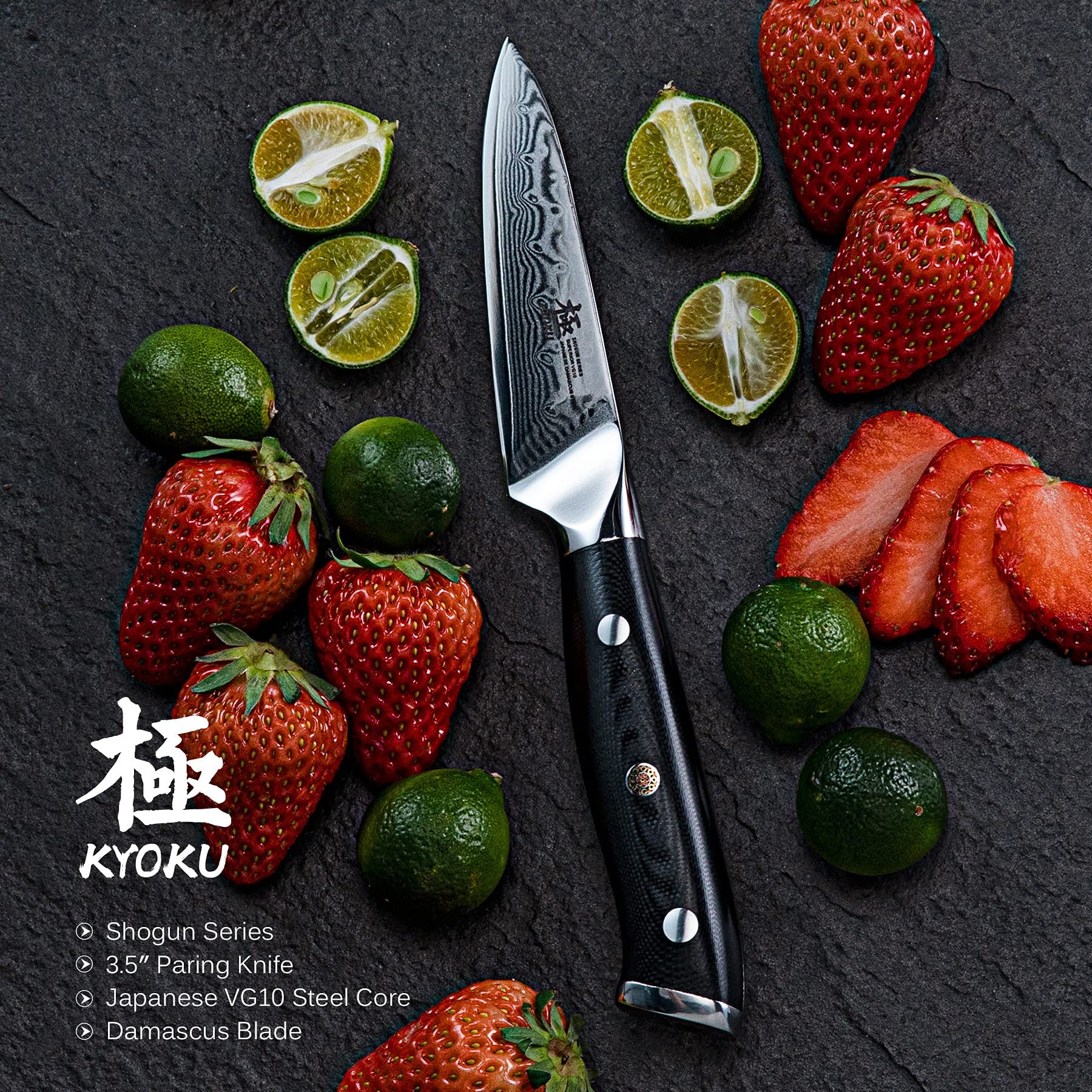 KYOKU Shogun Series 8" Professional Chef Knife + 3.5" Paring Knife - Japanese VG10 Steel Core Forged Damascus Blade