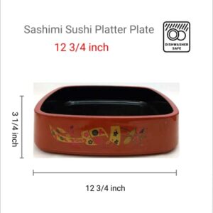 JapanBargain 4076, Sashimi Sushi Serving Tray Plate Platter Dish Japanese Plastic Lacquered Sushi Oke Hangiri, 12.75 inch