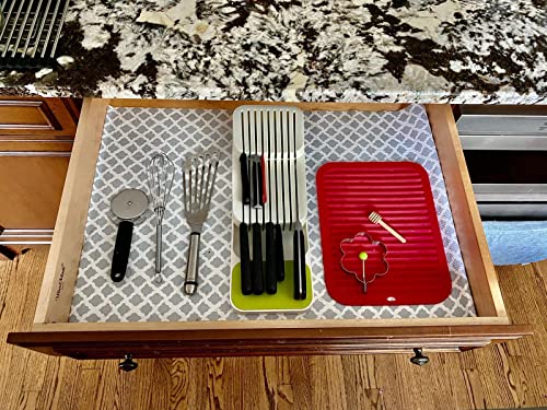 2022 Latest Kitchen Organizer Cutlery Storage Tray Knife Holder Drawer Storage for Spoons, Forks, Knives Tableware Organizer Knives Block Rack Set Cabinet Stand Multi-Purpose 15.5" (Knives White)