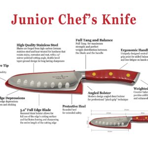 Cooking with Kids - Junior Chef's Knife for Kids (CRIMSON) - Full Tang, Tapered Demi-Bolster Design, High Performance German Stainless Steel: Real Cooking Tools for Children…