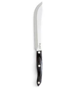 cutco model 1722 butcher knife...........8" high carbon stainless blade..............5? classic brown handle (sometimes called "black")...........in factory-sealed plastic bag. by cutco corporation