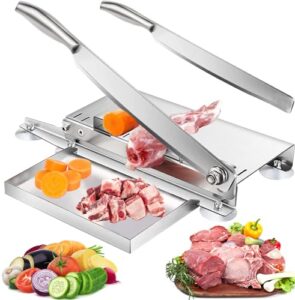 sjdfk manual bone meat slicer,stainless steel cutter machine,rib fish chicken beef cutting machine for home cooking and commercial 15.3 in