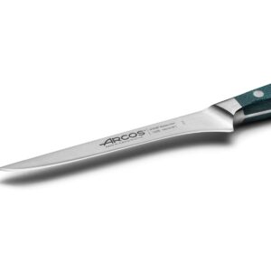 ARCOS Boning Knife 6 Inch Nitrum Stainless Steel and 160 mm blade. Professional Butcher Knife to Slice Bones from Meat. Ergonomic Polypropylene Handle. Series Brooklyn. Color Blue.