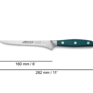 ARCOS Boning Knife 6 Inch Nitrum Stainless Steel and 160 mm blade. Professional Butcher Knife to Slice Bones from Meat. Ergonomic Polypropylene Handle. Series Brooklyn. Color Blue.