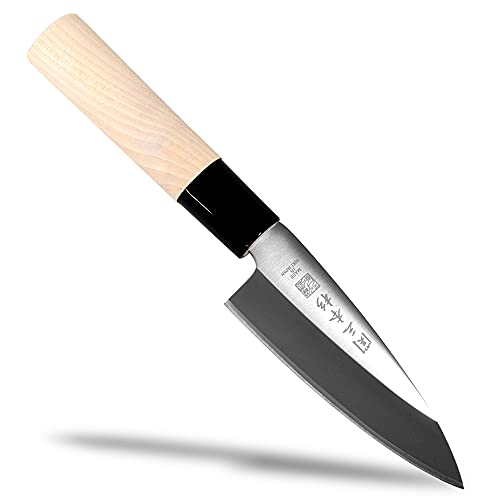 Seki Japan Japanese Seki SANBONSUGI Sushi Chef Knife, 420J2 Stainless Steel Sashimi Deba Knife, Wood Handle, 105 mm (4.1 in)