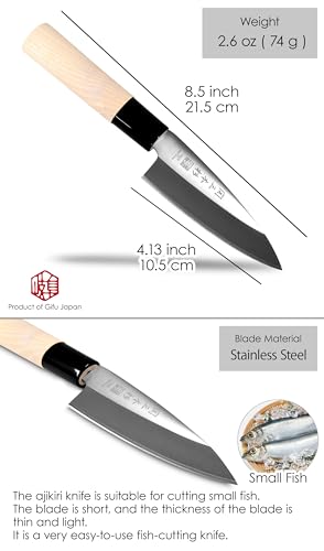 Seki Japan Japanese Seki SANBONSUGI Sushi Chef Knife, 420J2 Stainless Steel Sashimi Deba Knife, Wood Handle, 105 mm (4.1 in)