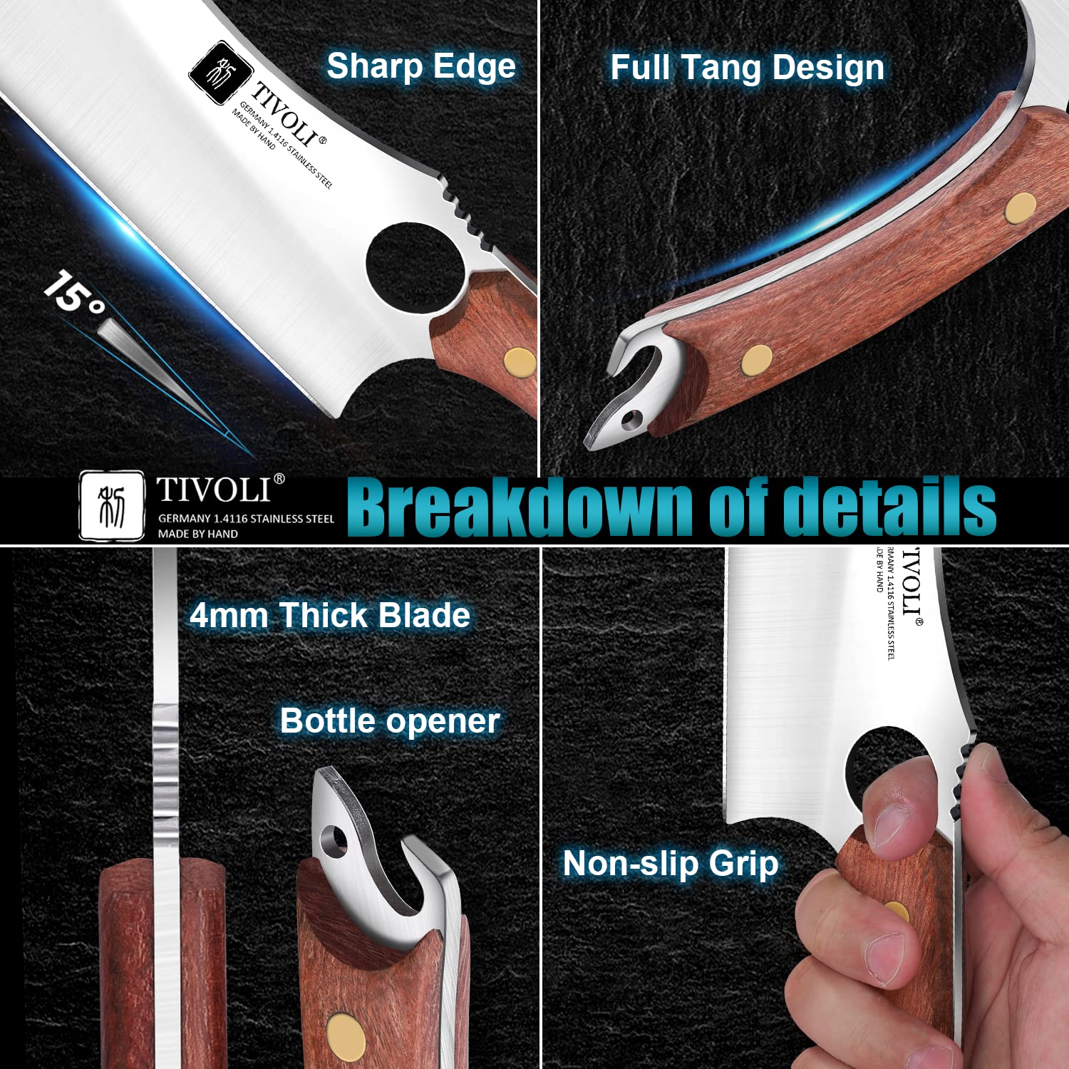 TIVOLI Meat Cleaver Knife Set