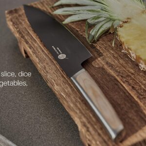 Everdure German Steel Professional Chef Knife, 8 Inch Knife with Titanium Coated Blade and Pakka Wood Handle, Perfect Kitchen Knife for Slicing or Dicing your Vegetables and Meat