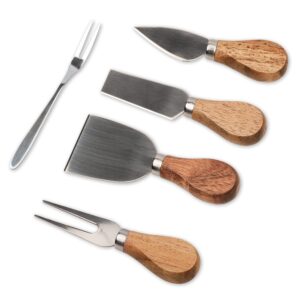 xilazab cheese knife set premium cheese knives set with wooden handle,mini cheese board knife set,cheese slicer,butter cutter,cheese spreader,cheese fork,charcuterie accessories