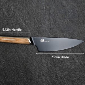 Everdure German Steel Professional Chef Knife, 8 Inch Knife with Titanium Coated Blade and Pakka Wood Handle, Perfect Kitchen Knife for Slicing or Dicing your Vegetables and Meat