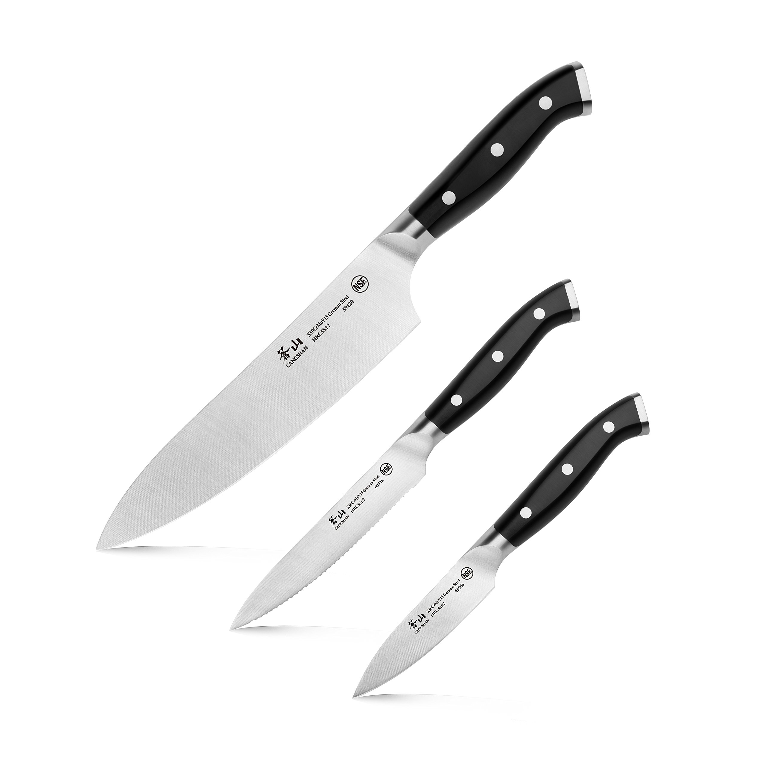 Cangshan D Series 61772 German Steel Forged 3-Piece Starter Knife Set