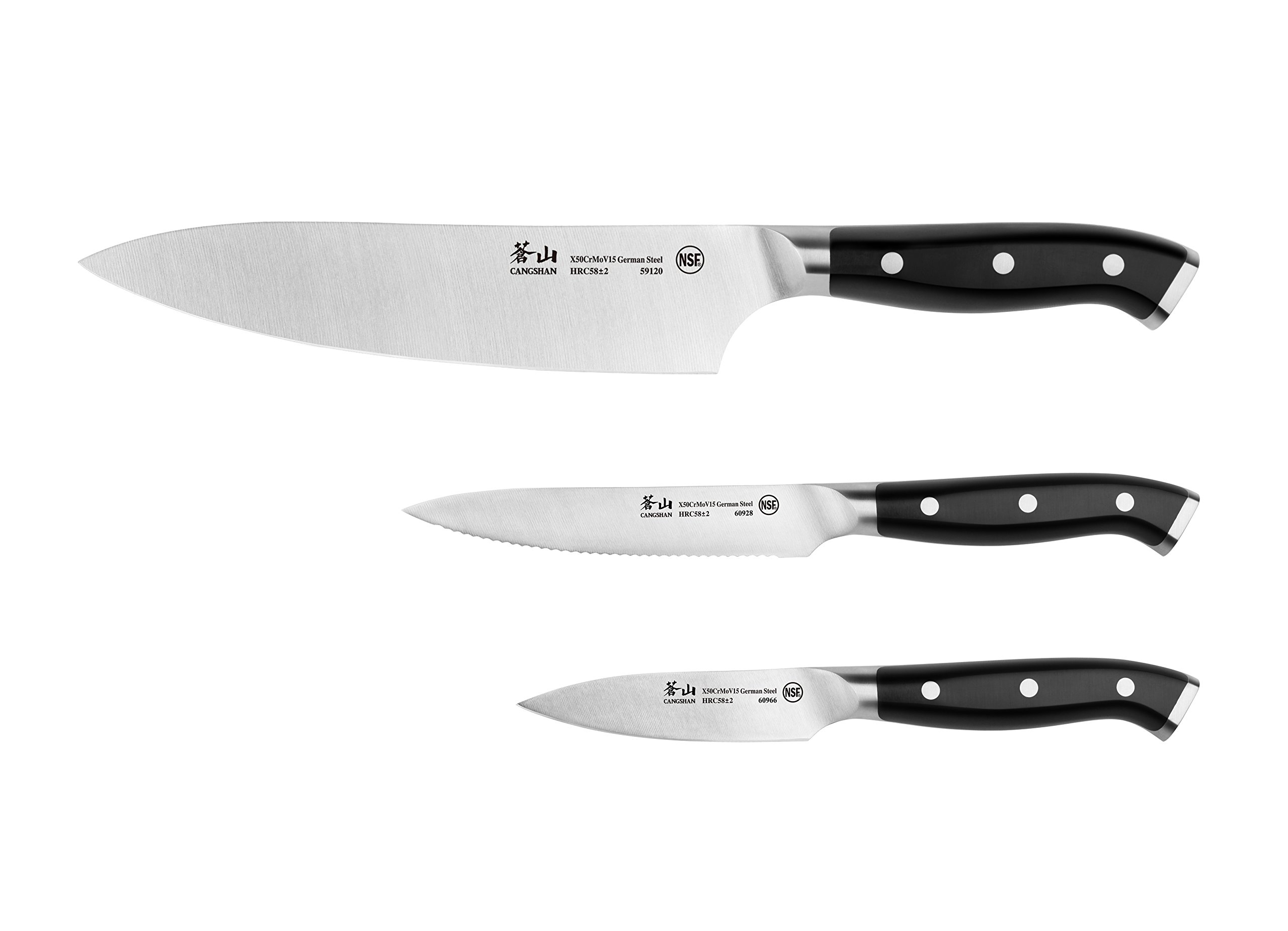 Cangshan D Series 61772 German Steel Forged 3-Piece Starter Knife Set