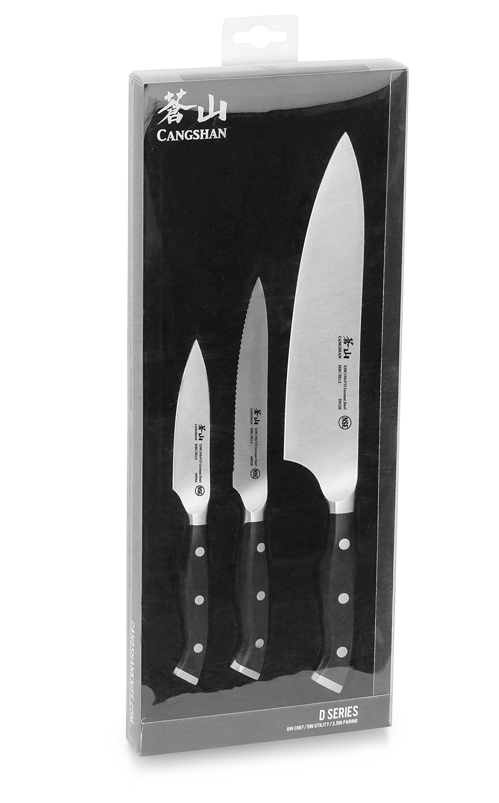 Cangshan D Series 61772 German Steel Forged 3-Piece Starter Knife Set