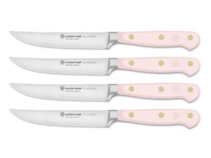 wÜsthof classic pink himalayan salt 4 piece steak knife set