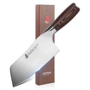 tuo vegetable cleaver 7 inch- pro chinese chef knife german high carbon stainless steel with pakkawood ergonomic handle - ultra sharp meat cleaver for home & restaurant - osprey series with gift box