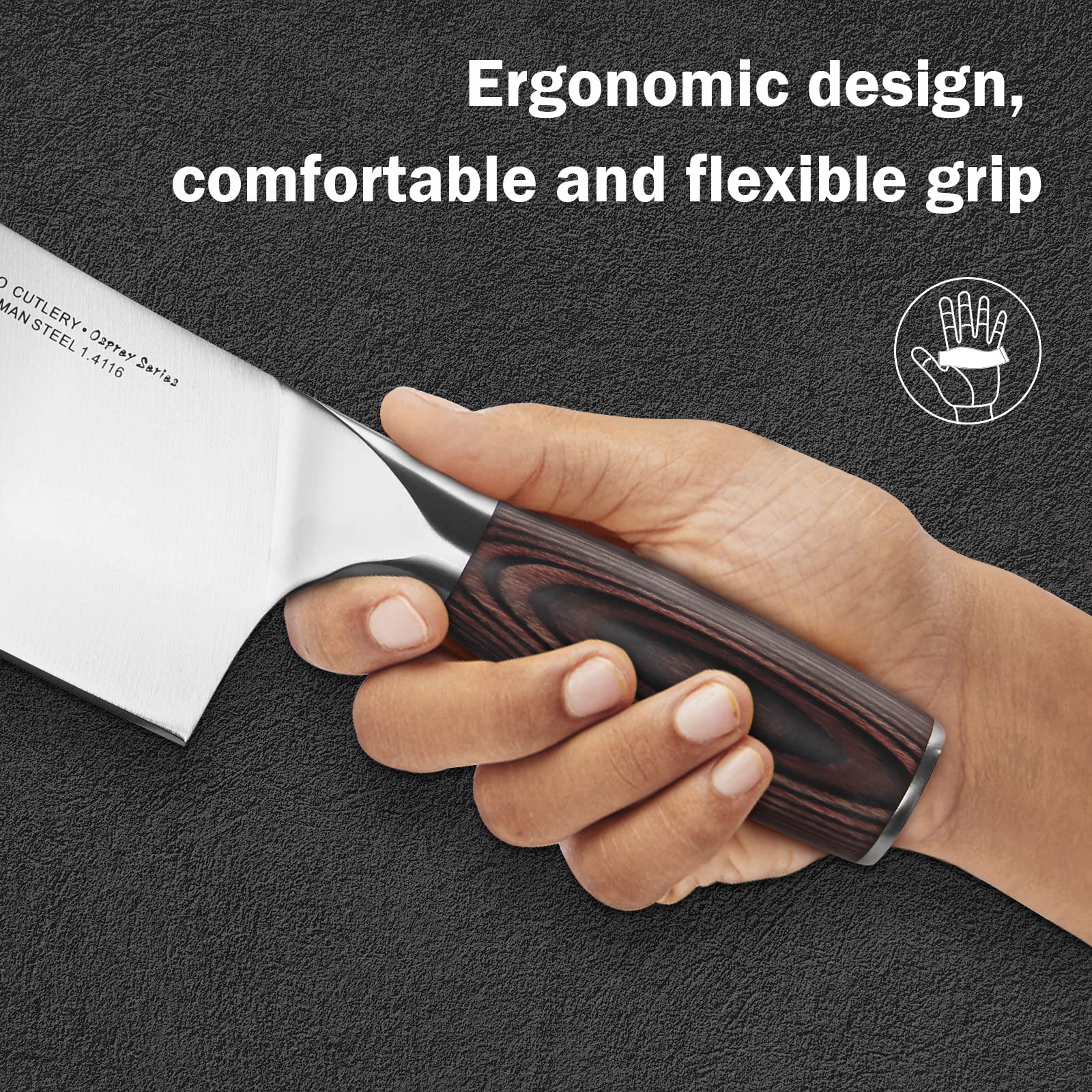 TUO Vegetable Cleaver 7 Inch- Pro Chinese Chef Knife German High Carbon Stainless Steel with Pakkawood Ergonomic Handle - Ultra Sharp Meat Cleaver for Home & Restaurant - Osprey Series with Gift Box