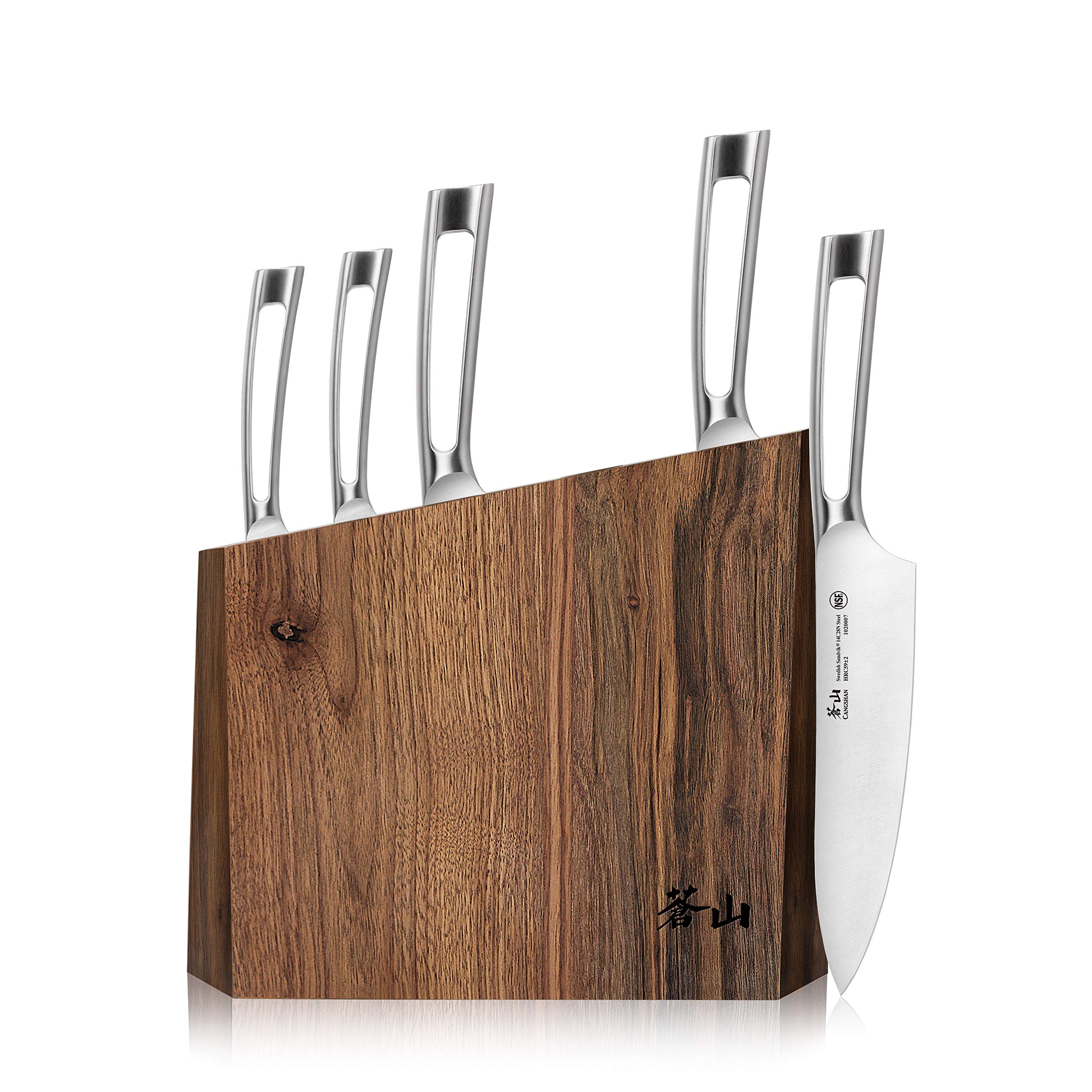 Cangshan TN1 Series 1024838 Swedish 14C28N Steel Forged 6-Piece Knife Block Set, Walnut