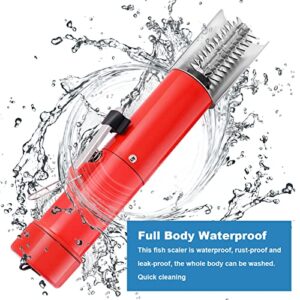 Electric Fish Scaler Remover 2600mAh Cordless Fish Scale Scraper Cleaner with Extra Cutter Head (Red)