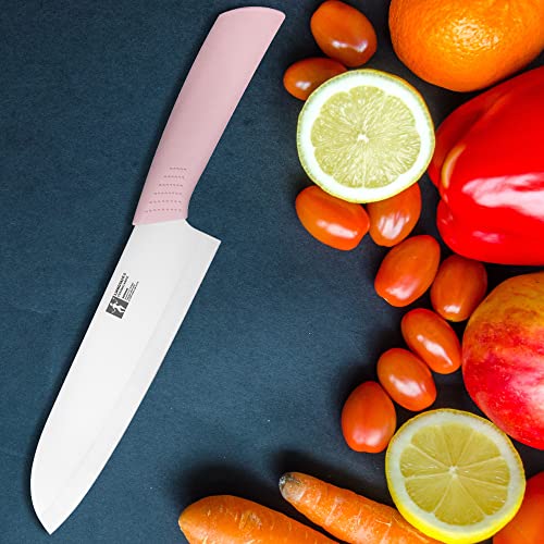 LIANGTAI Ceramic Knife 7 Inch Chef's Knife (Light Pink Handle)