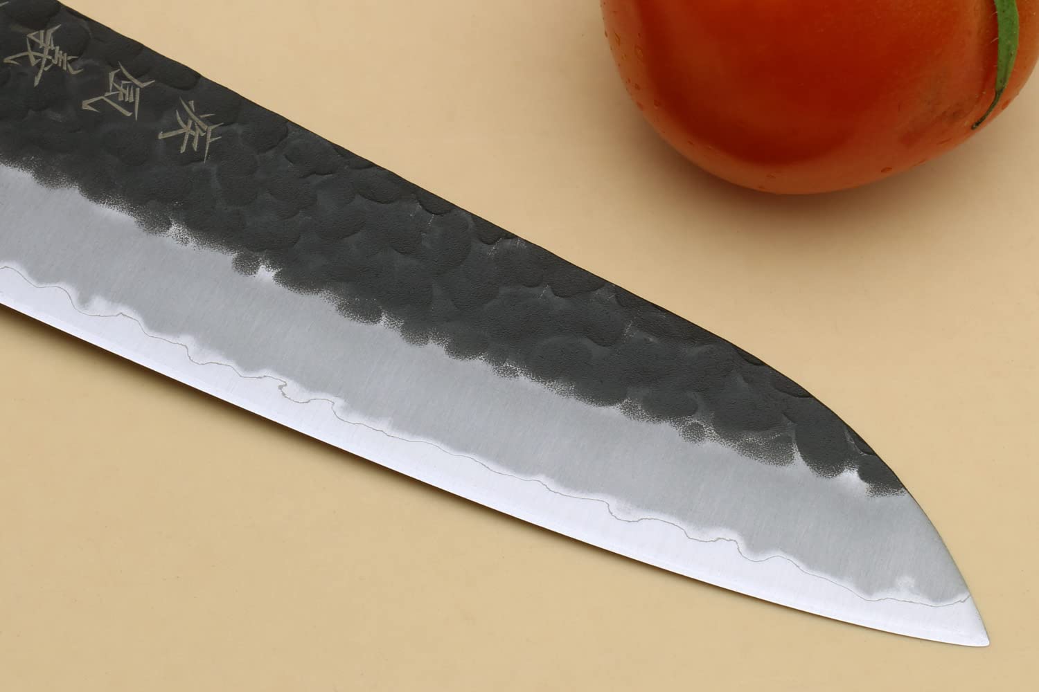 Yoshihiro Kurouchi Super Blue Steel Stainless Clad Santoku Multipurpose Chef Knife (7" (180mm) & Saya, Black Pakkawood Handle)