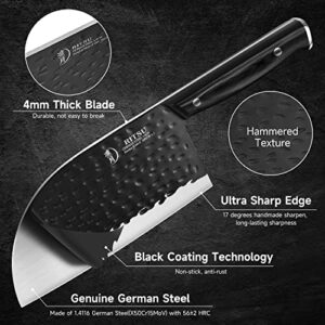 RITSU Butcher Knife,8 Inch Serbian Chef Knife Hand Forged Kitchen Knife,German High Carbon Steel Full Tang Meat Cleaver with Ergonomic G10 Handle,Vegetable Cooking Meat Knives (knife-01)