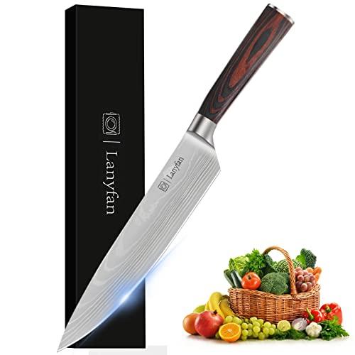 Professional Chef Knife 8 Inch, Sharp Kitchen Knife with Comfortable Handle, Cutting knife, High Carbon Stainless Steel Knife for Family & Restaurant, Cooking Gifts for Chef & Man with Gift Box