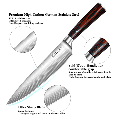 Professional Chef Knife 8 Inch, Sharp Kitchen Knife with Comfortable Handle, Cutting knife, High Carbon Stainless Steel Knife for Family & Restaurant, Cooking Gifts for Chef & Man with Gift Box