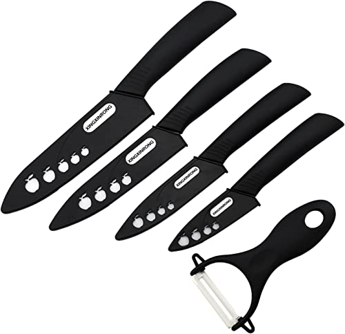 Kitchen Ceramic Knife Set Professional Knife With Sheaths, Super Sharp Rust Proof Stain Resistant (6" Chef Knife, 5" Utility Knife, 4" Fruit Knife, 3" Paring Knife, One Peeler)