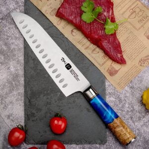 Cloverpeia Chef Knife 7 Inch Kitchen Knife Ultra Sharp Santoku Knife - 7Cr17Mov Japanese Chefs Knife, Resin Wood Handle, Best Knives & Kitchen Gadgets Choice, Christmas Gifts