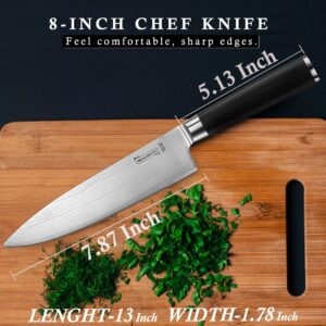 MICHELANGELO Knife Set, Sharp 10-Piece Kitchen Knife Set with Professional Chef Knife 8 Inch Pro, German High Carbon Stainless Steel Knife with Ergonomic Ha